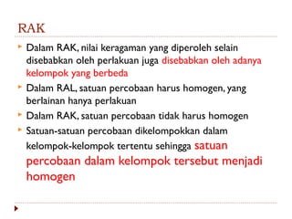 Rancangan acak kelompok (rak) | PPT