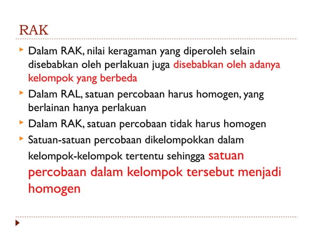 Rancangan acak kelompok (rak) | PPT