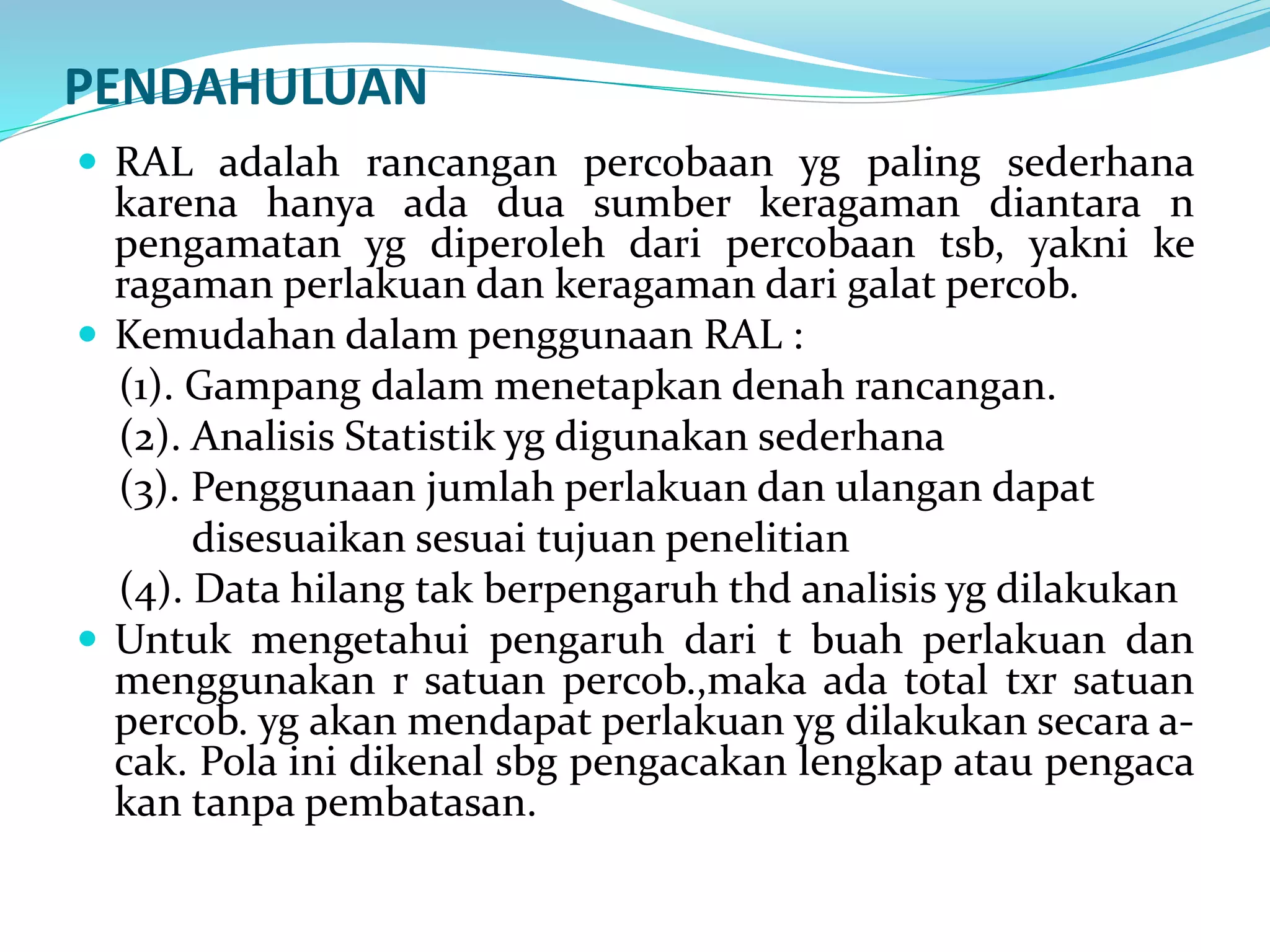 Rancangan acak lengkap (RAL) | PPTX