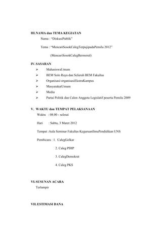 Rancangan kegiatan seminar | DOCX