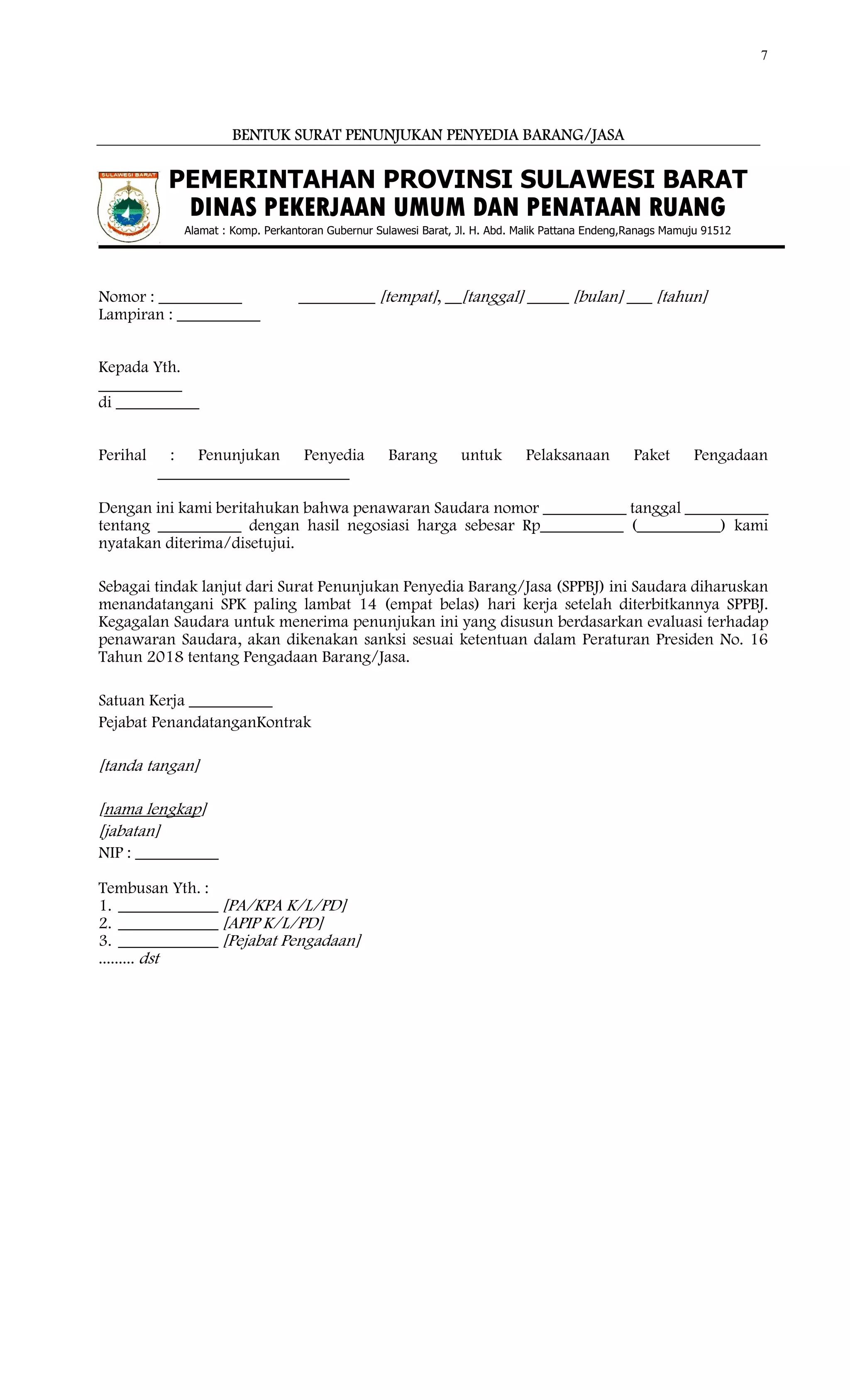 Rancangan kontrak pengadaan langsung | PDF