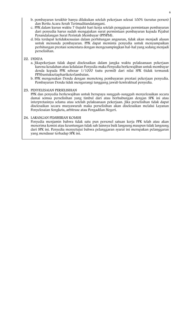 Rancangan kontrak pengadaan langsung | PDF