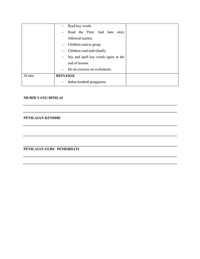 CONTOH RANCANGAN PENGAJARAN HARIAN | DOCX