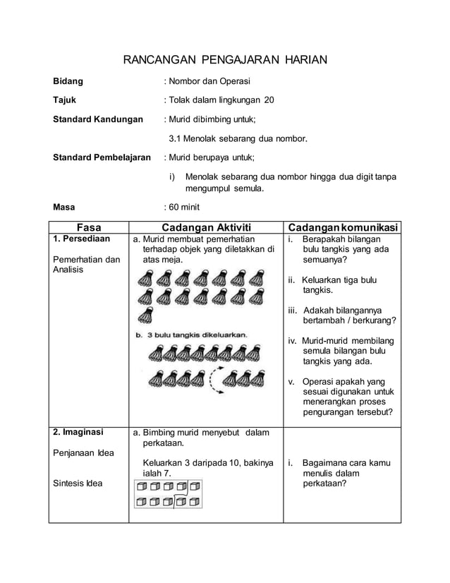 Rancangan pengajaran harian | PDF