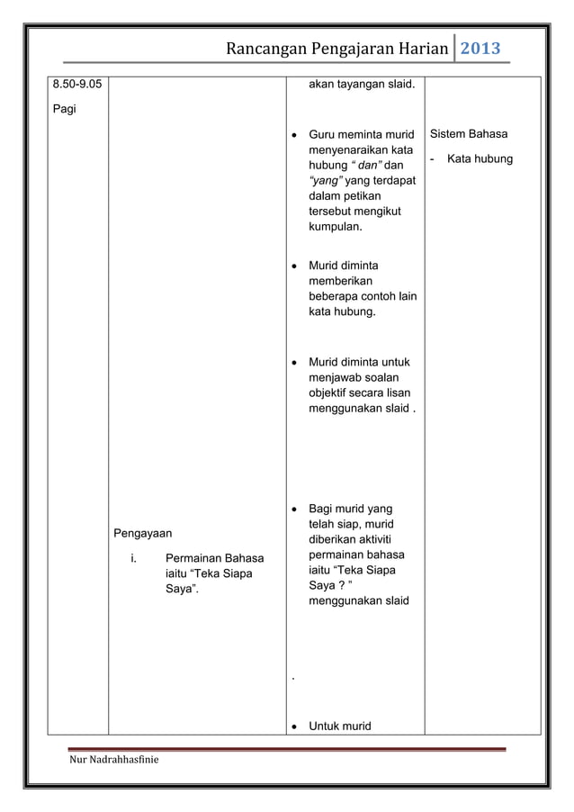Rancangan pengajaran harian (autosaved) | DOCX