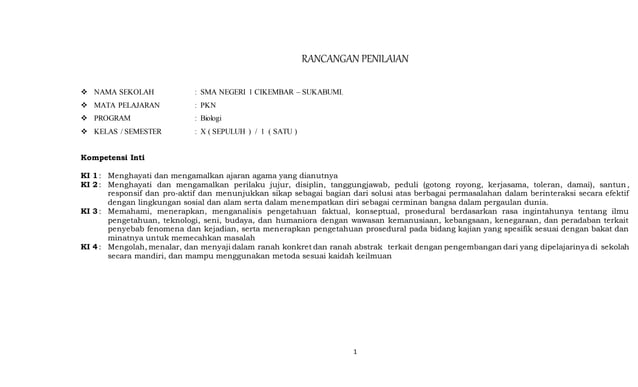 Rancangan penilaian pkn | DOCX