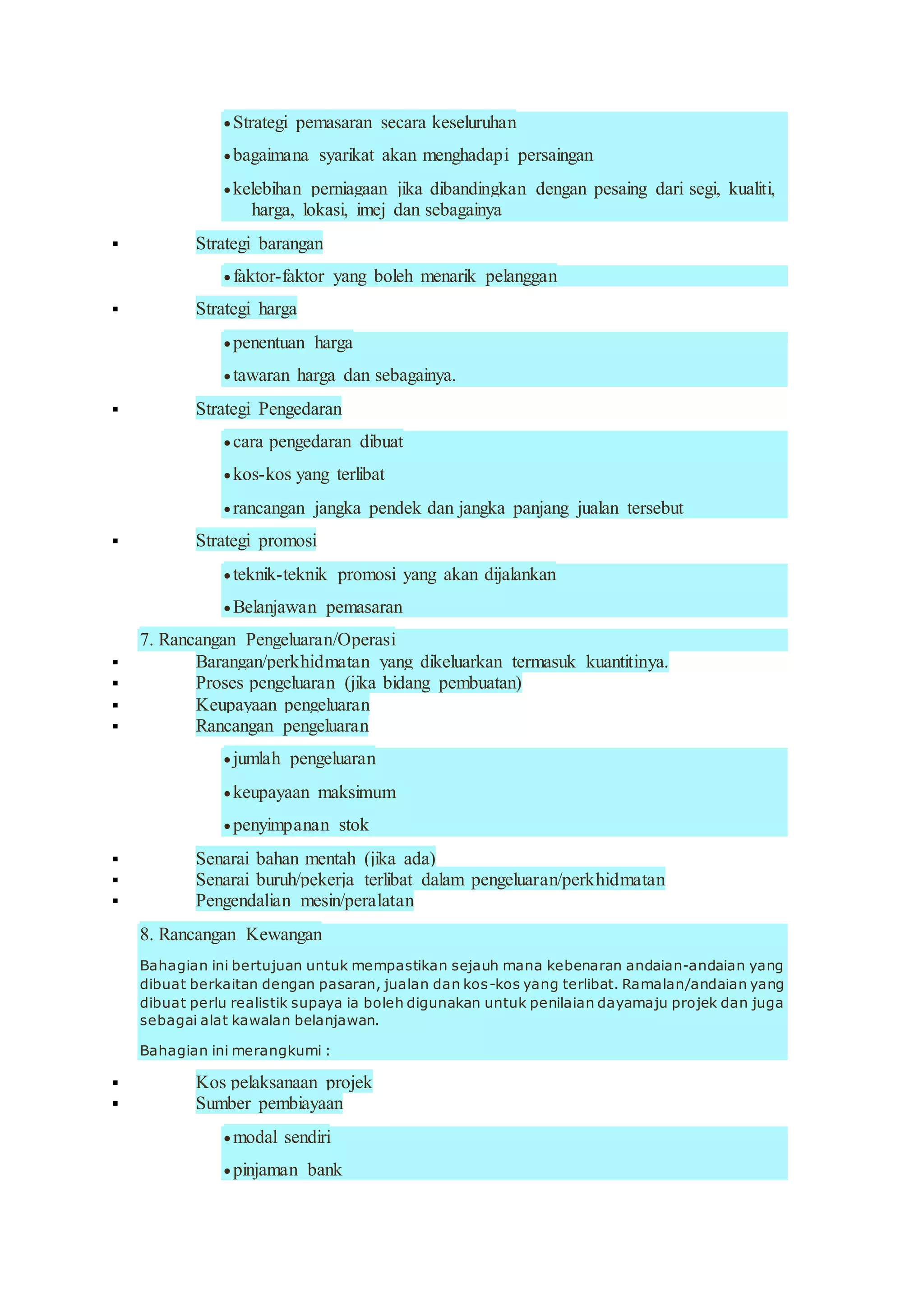 Rancangan perniagaan | DOCX