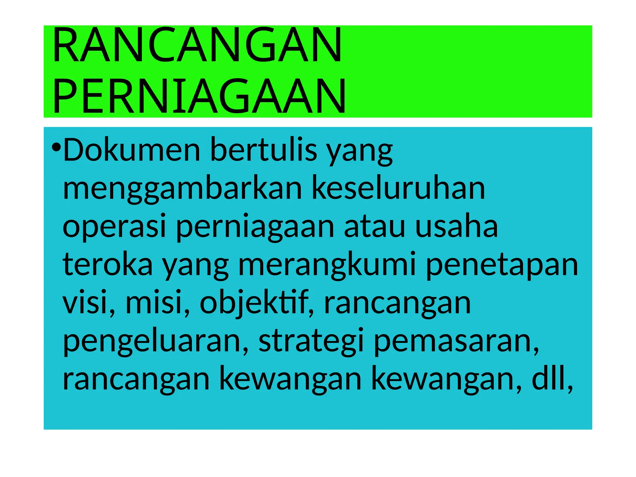 format membuat RANCANGAN PERNIAGAAN bagi usahawan | PPTX