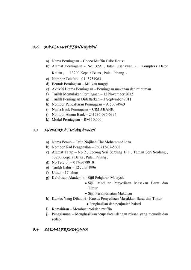 Rancangan perniagaan fatin najihah 5 kt2 | DOCX