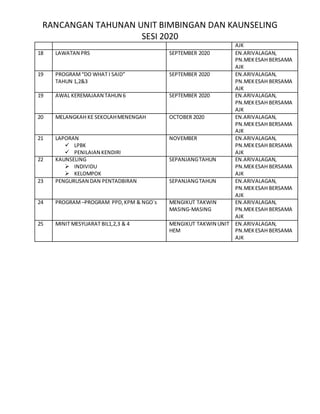 Rancangan tahunan unit bimbingan dan kaunseling 2020 | DOC | Physical ...