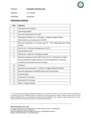 RAN Chemicals - Textile - Pre-Treatment - Scouring Cum Swelling Agent ...