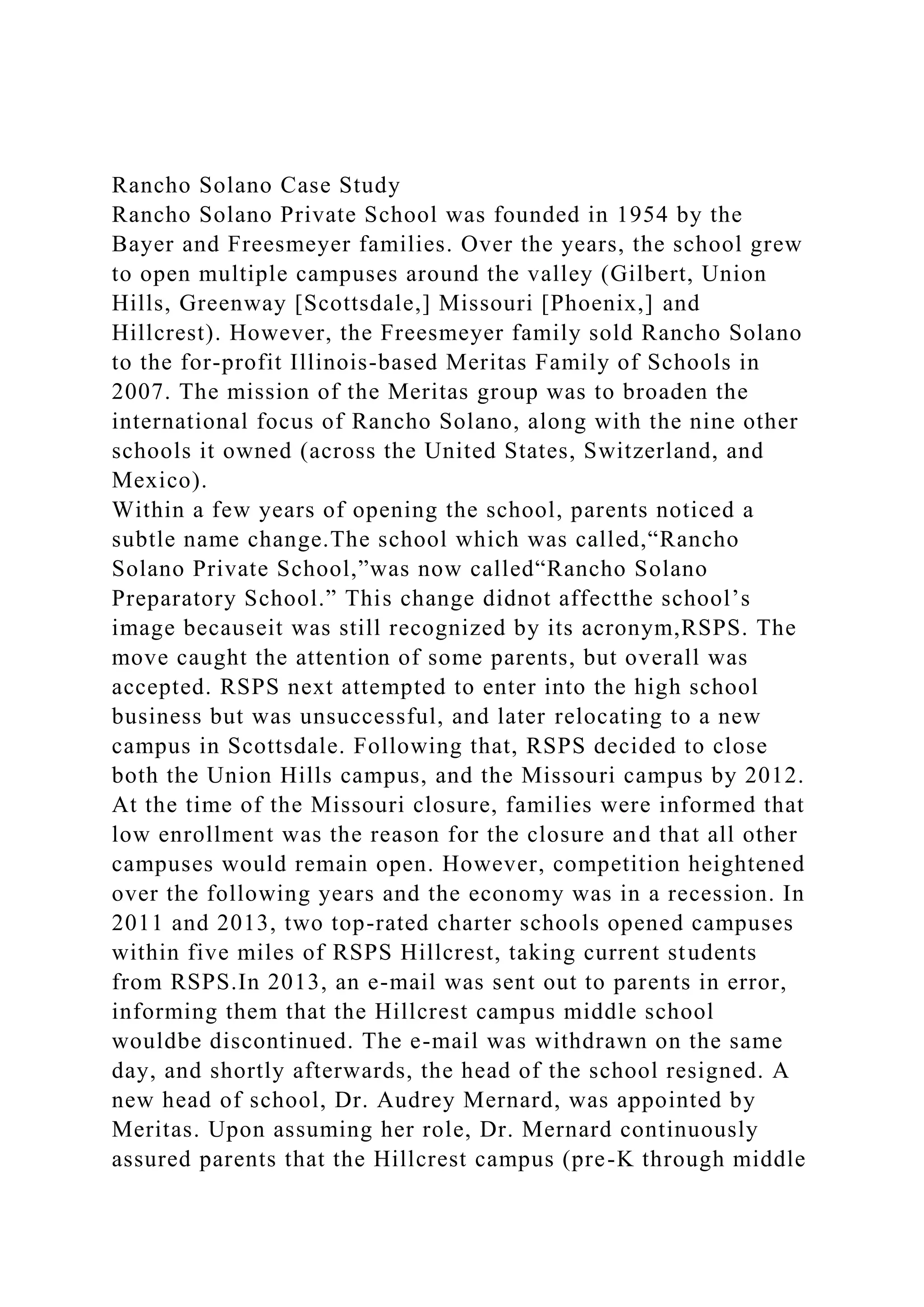 Rancho Solano Case StudyRancho Solano Private School was founded.docx