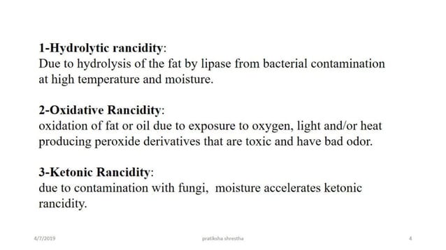 Rancidity in fats and oil lecture 2 | PPT