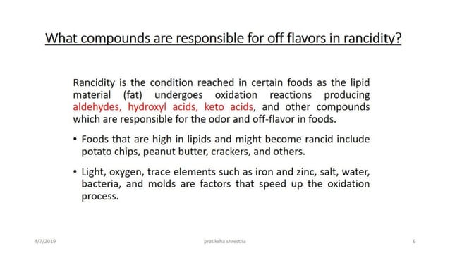 Rancidity in fats and oil lecture 2 | PPT
