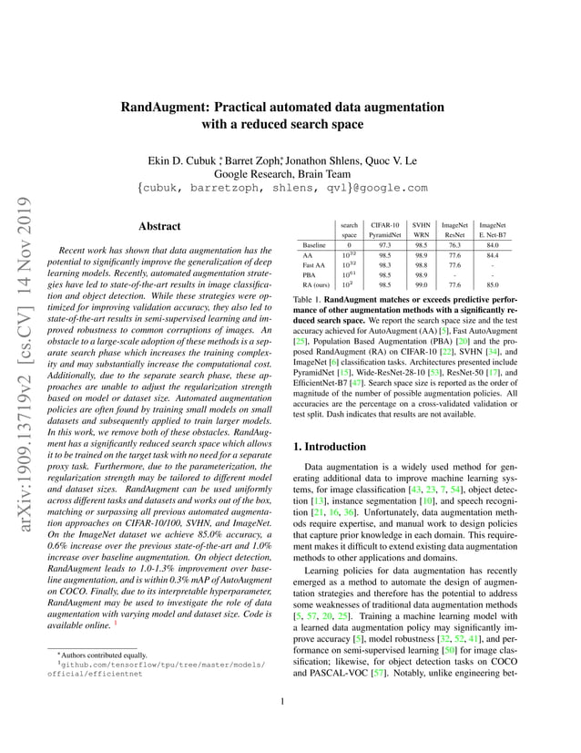 Paper Explained: RandAugment: Practical automated data augmentation with a reduced search space ...
