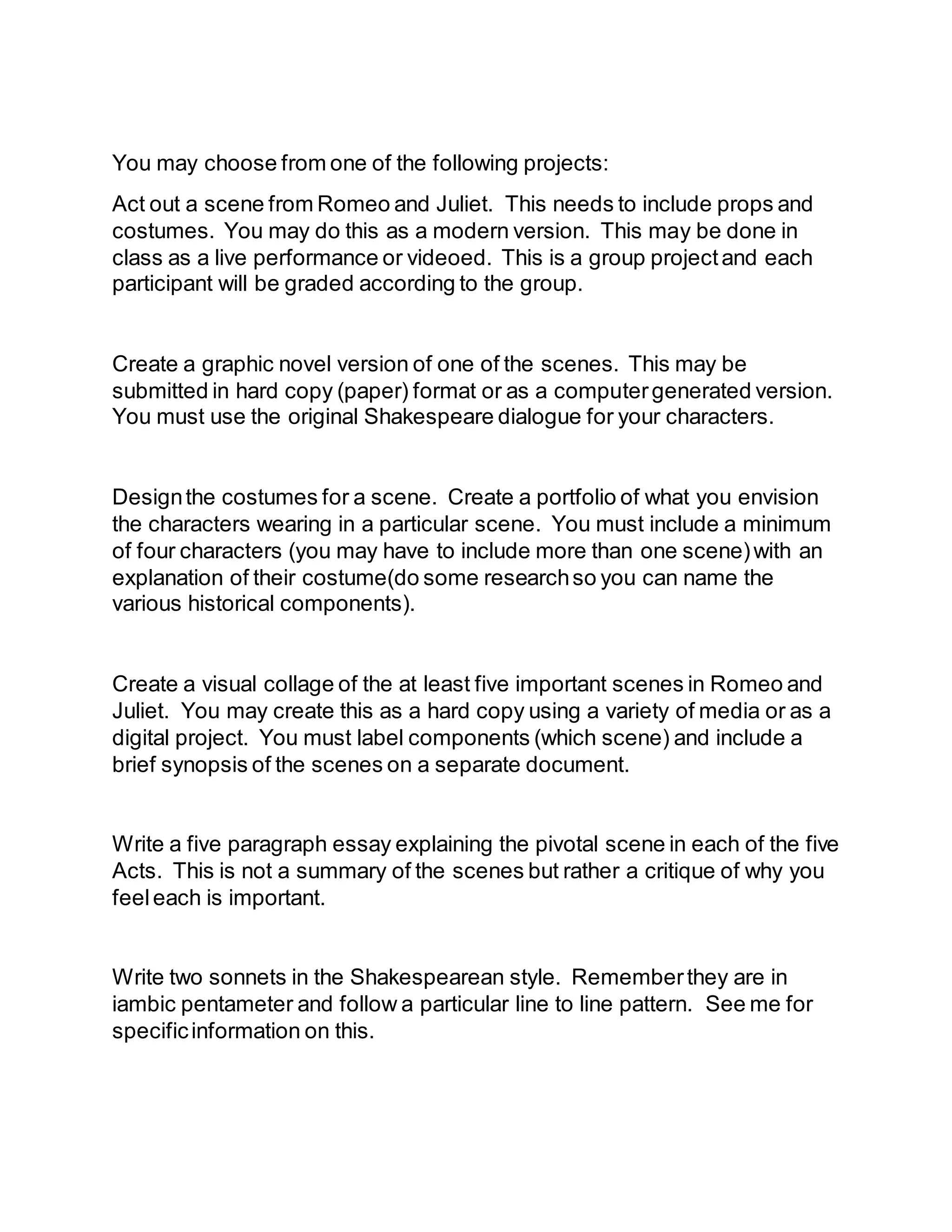 Verna Benner Romeo and Juliet final project | DOCX | Theater | Fine Art