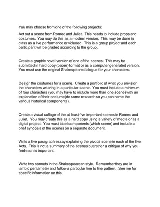 Verna Benner Romeo and Juliet final project | DOCX | Theater | Fine Art