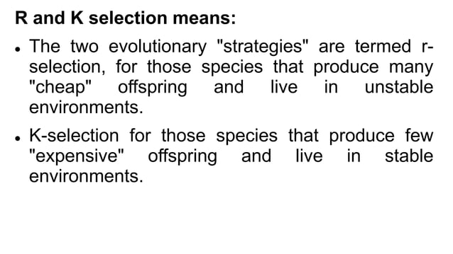 R and k selection. | PPTX