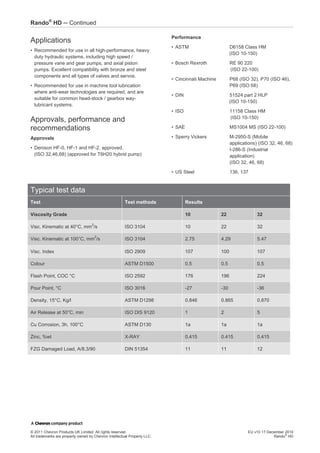 Texaco Rando HD ISO 32, 48, 68 - Olio idraulico Fornid | PDF ...