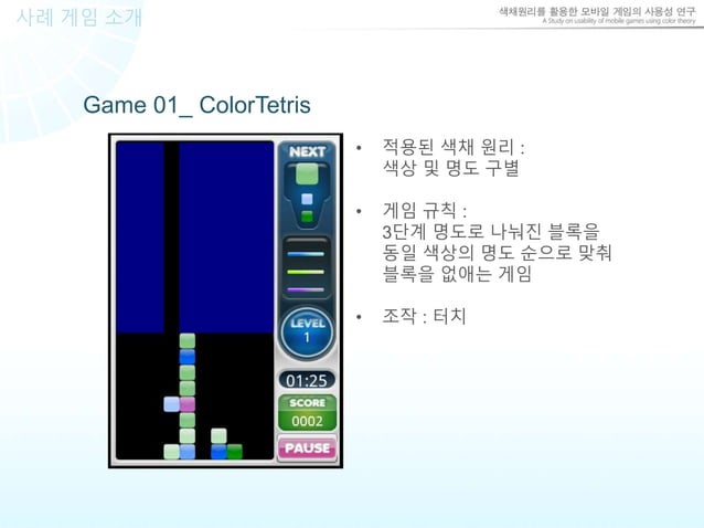 A Study on usability of mobile games using color theory | PPT