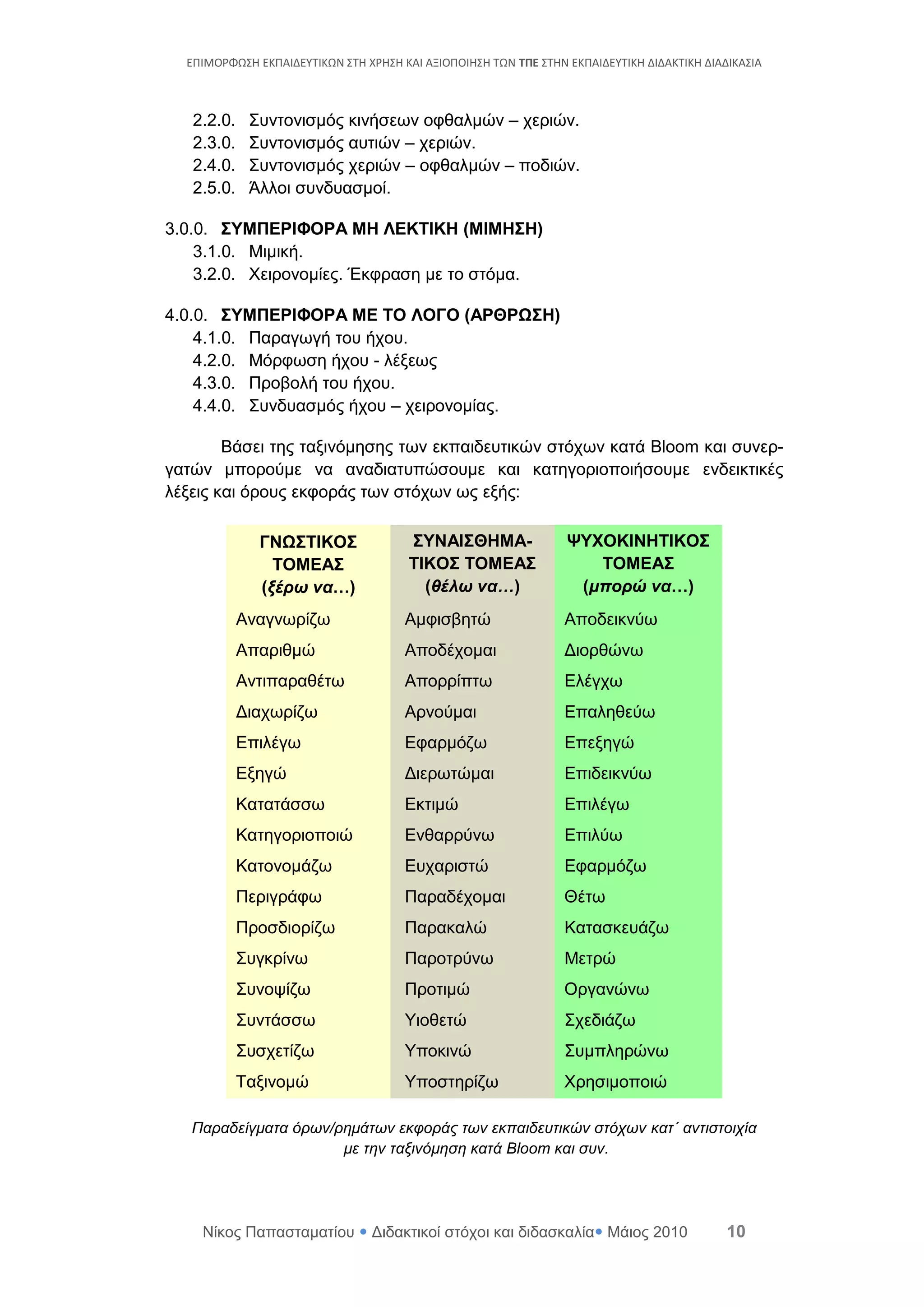 Διδακτικοί στόχοι & διδασκαλία | PDF