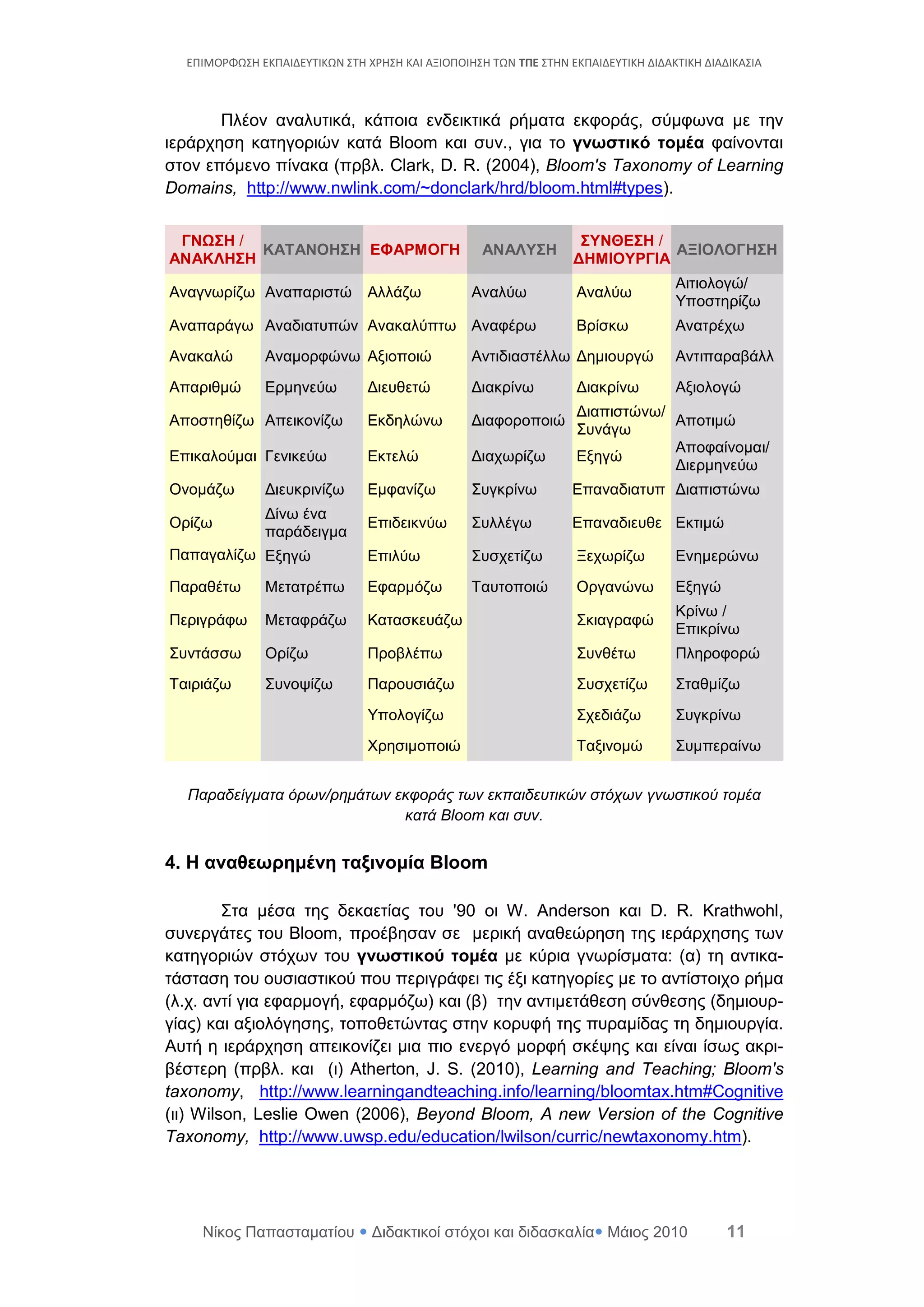 Διδακτικοί στόχοι & διδασκαλία | PDF