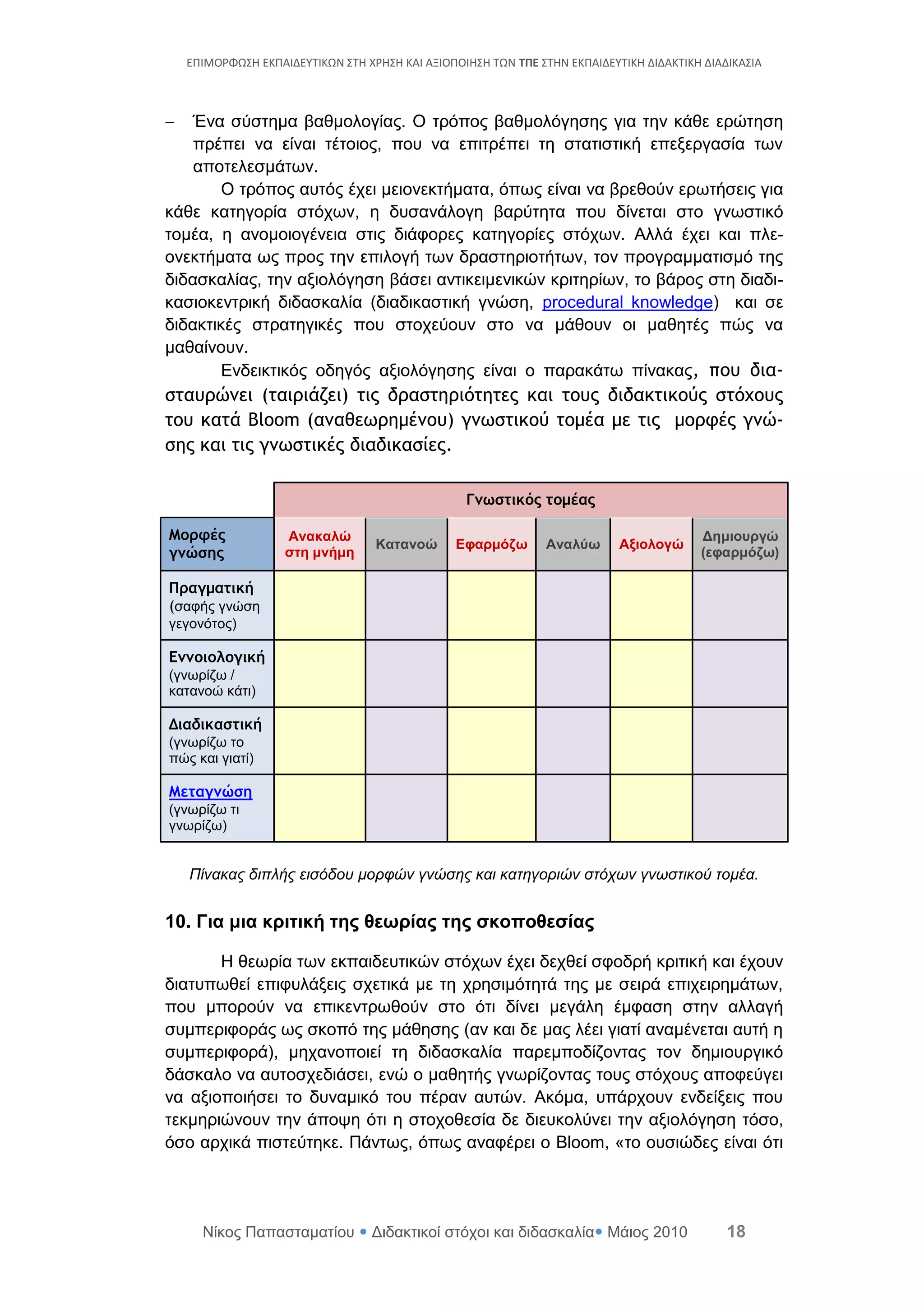 Διδακτικοί στόχοι & διδασκαλία | PDF