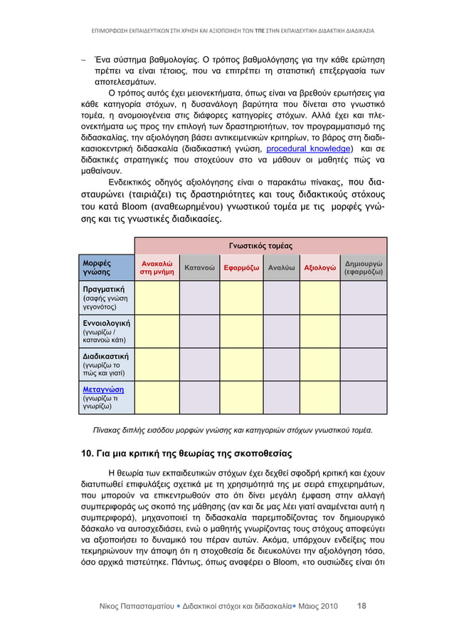 Διδακτικοί στόχοι & διδασκαλία | PDF