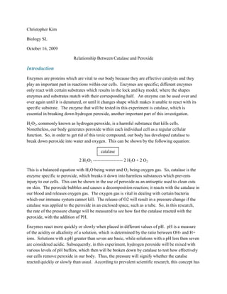 Biology Catalase Lab | PDF