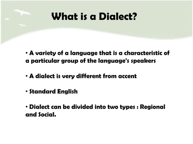 Social Dialects in English | PPTX