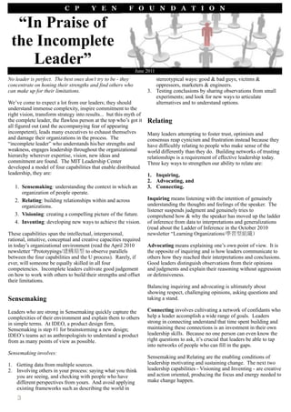 June 2011 CPYF Dialogue Newsletter - In Praise of the Incomplete Leader ...