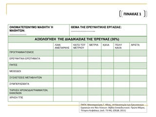 αξιολόγηση ερευνητικής εργασίας | PPT