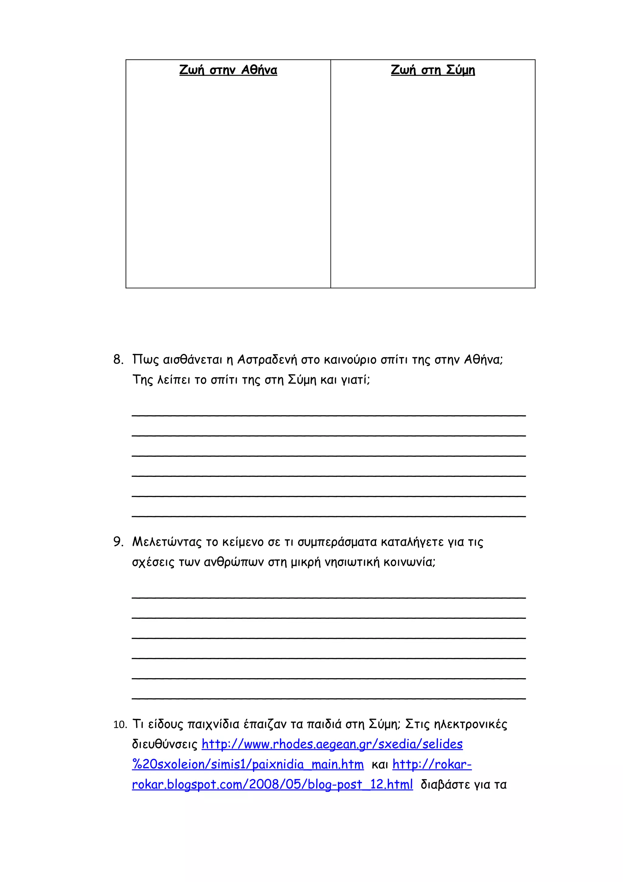 Η ΖΩΗ ΣΤΗ ΣΥΜΗ, ΕΥΓΕΝΙΑ ΦΑΚΙΝΟΥ, ΦΥΛΛΟ ΕΡΓΑΣΙΑΣ | DOC