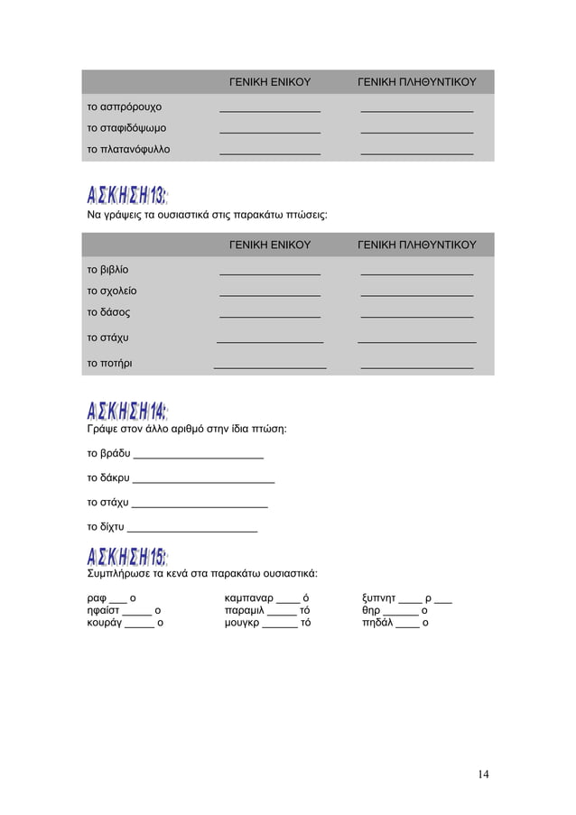 κλίση των ουσιαστικών | DOC