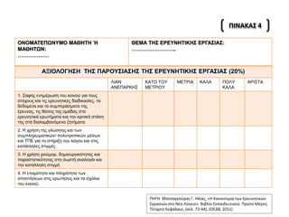αξιολογηση ερευνητικων εργασιων | PPTX