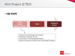 ACU project, 아세안과의 도약:ICT4D포럼(이수민/아세안사이버대학 설립사무국) | PPT