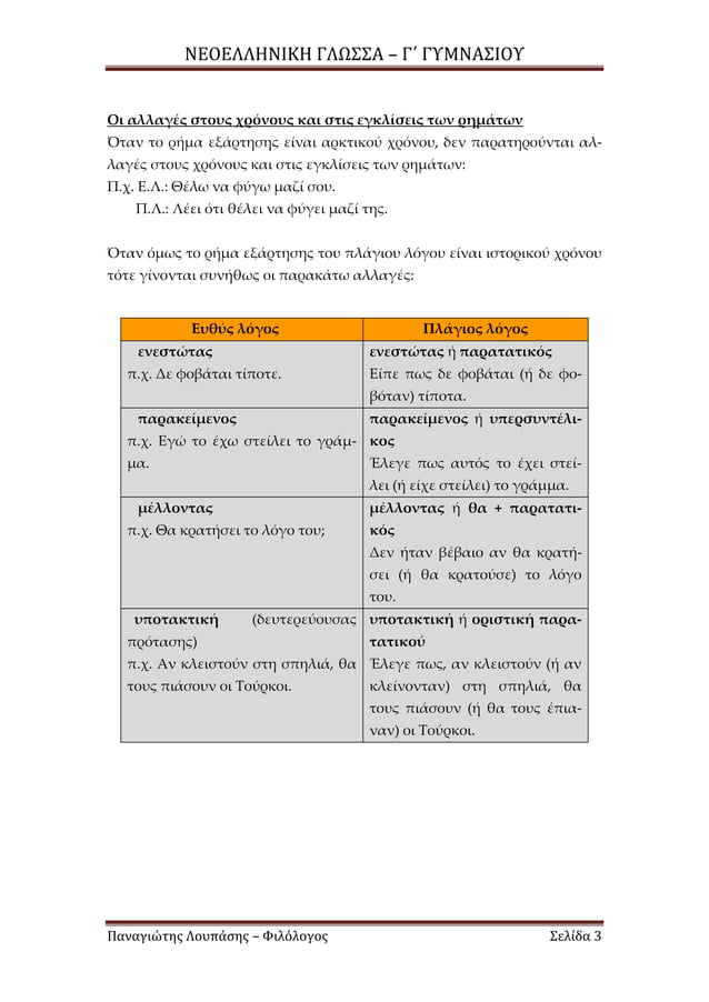 μετατροπη απο ευθυ σε πλαγιο λογο και το αντιστροφο | PDF