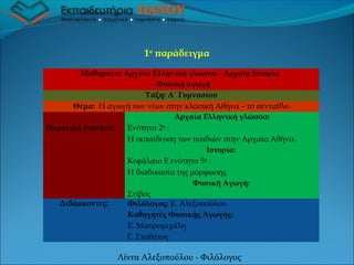 Διαθεματική προσέγγιση των φιλολογικών μαθημάτων. Η δραματοποίηση ως ...