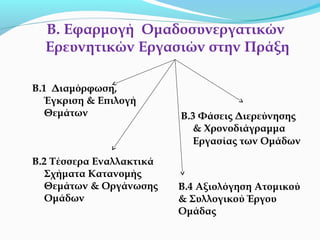 Φυσιογνωμία και πλαίσιο Ερευνητικών Εργασιών | PPS