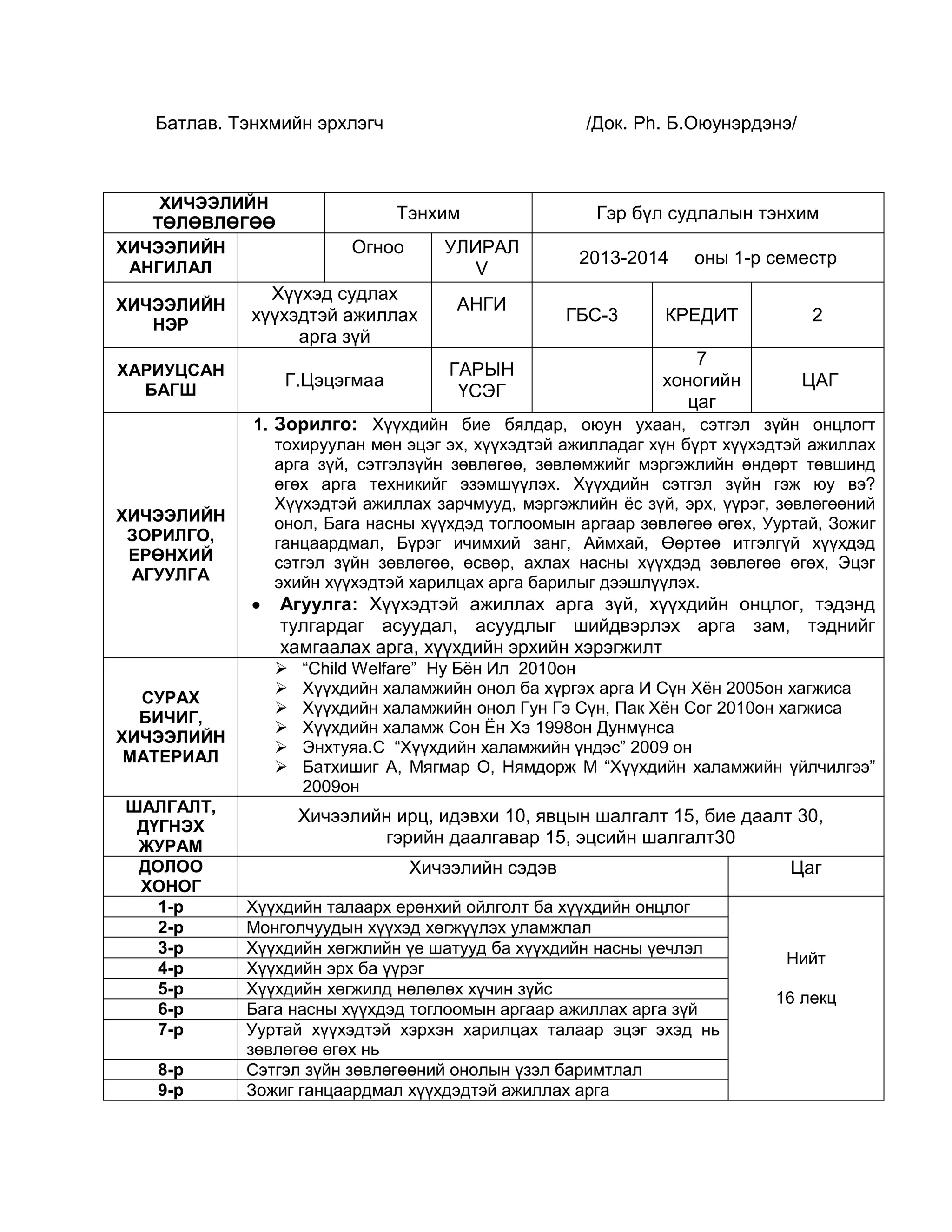 хүүхэд судлах хүүхэдтэй ажиллах арга зүй Docx