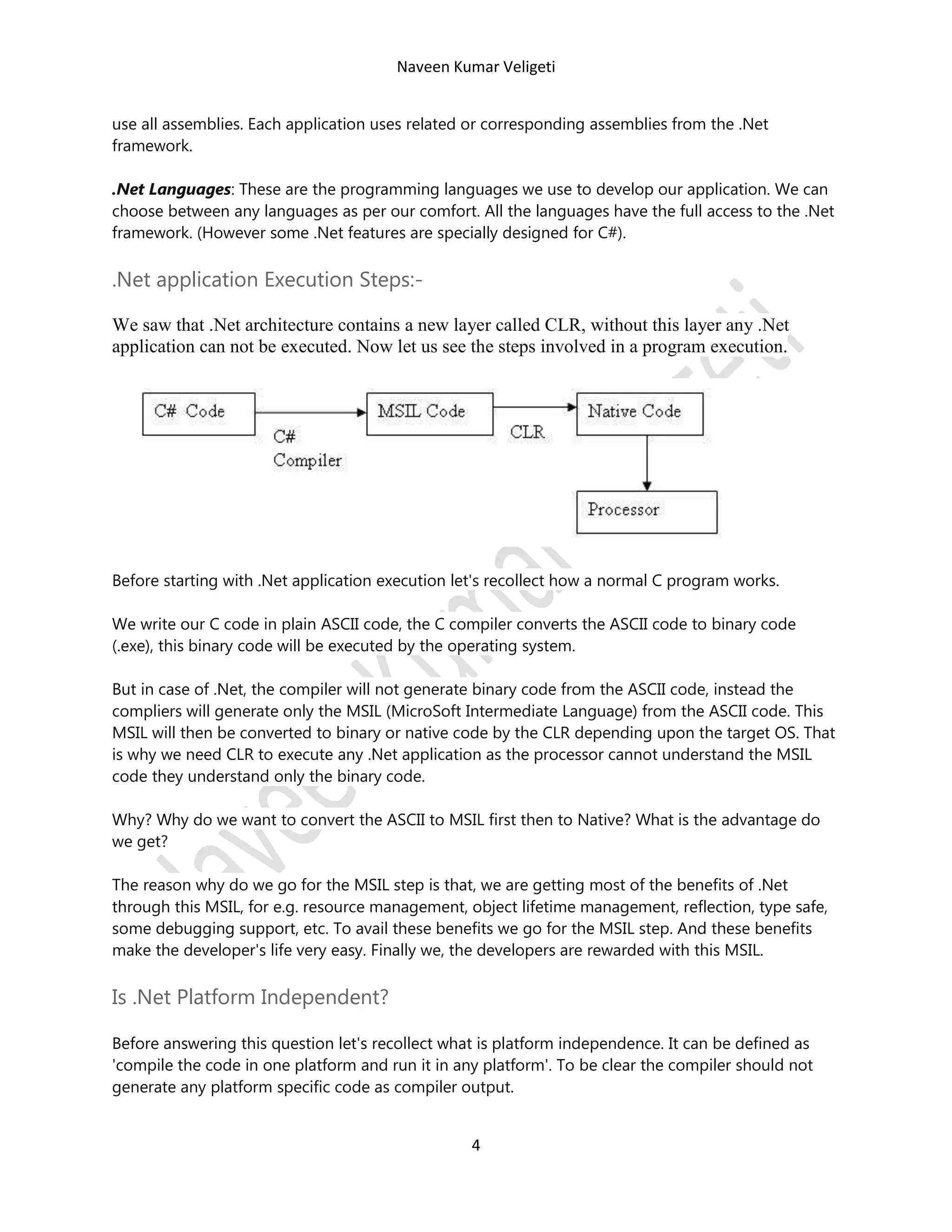 .Net framework by naveen kumar veligeti | PDF