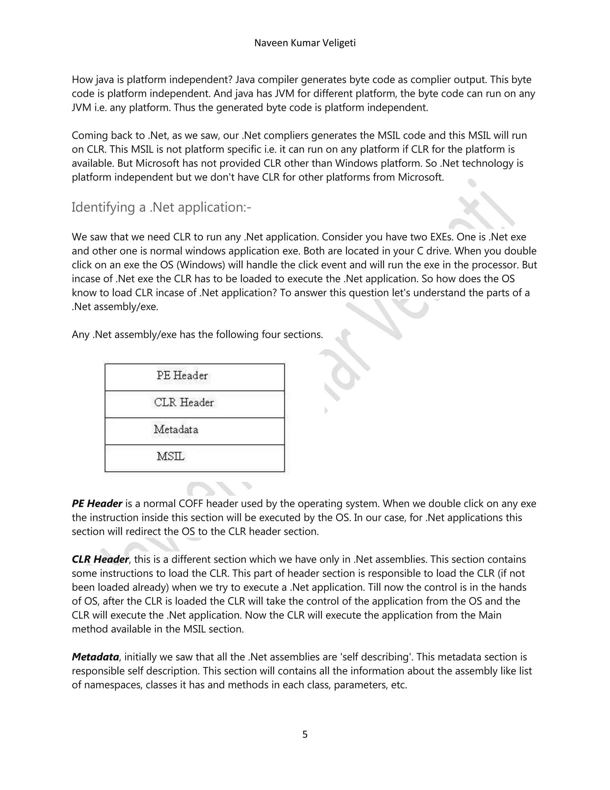 .Net framework by naveen kumar veligeti | PDF
