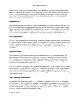 .Net framework by naveen kumar veligeti | DOCX
