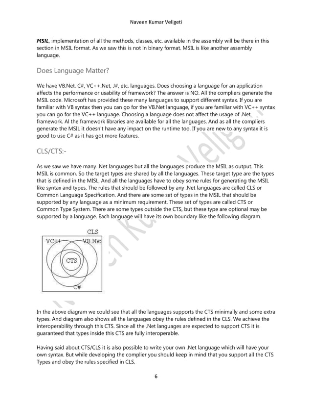 .Net framework by naveen kumar veligeti | PDF