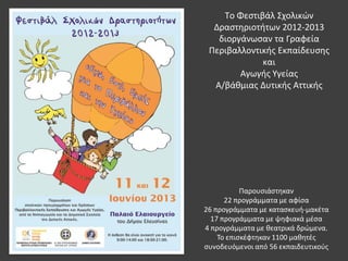 ΕΝΑ ΦΕΣΤΙΒΑΛ ΣΧΟΛΙΚΩΝ ΔΡΑΣΤΗΡΙΟΤΗΤΩΝ ΖΩΝΤΑΝΕΥΕΙ ΤΟ ΠΑΛΙΟ ΕΛΑΙΟΥΡΓΕΙΟ | PDF