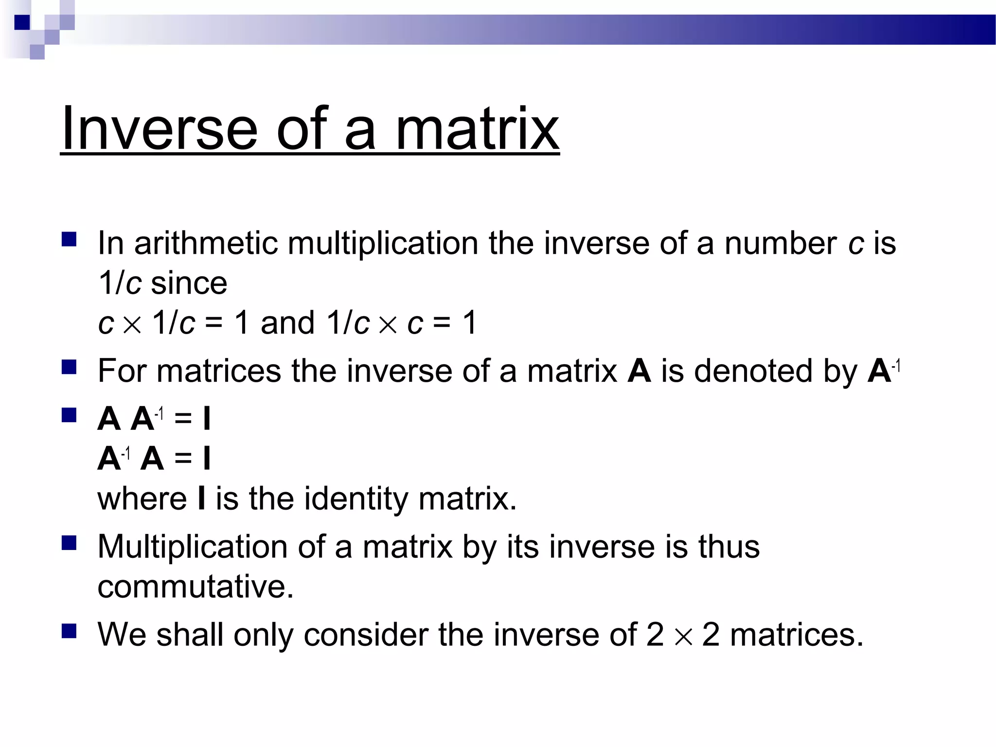 systems of linear equations & matrices | PPT