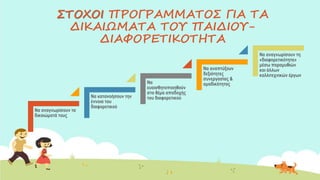 ΠΟΛΙΤΙΣΤΙΚΟ ΠΡΟΓΡΑΜΜΑ "ΔΙΚΑΙΩΜΑΤΑ ΤΟΥ ΠΑΙΔΙΟΥ & ΔΙΑΦΟΡΕΤΙΚΟΤΗΤΑ" | PPTX