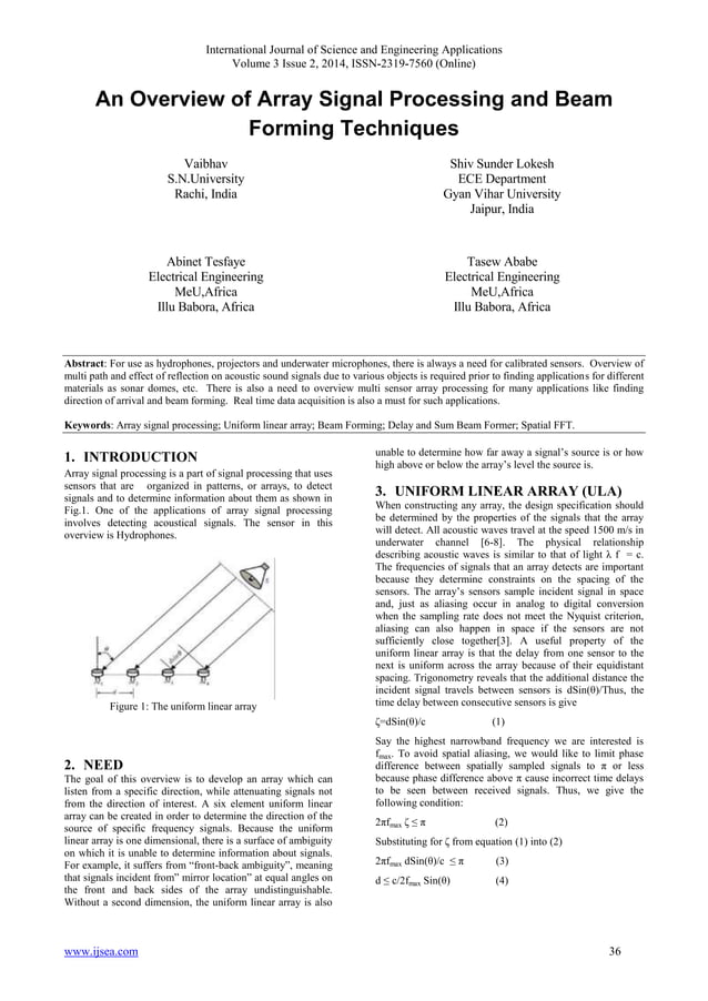An Overview of Array Signal Processing and Beam Forming TechniquesAn Overview of Array Signal ...