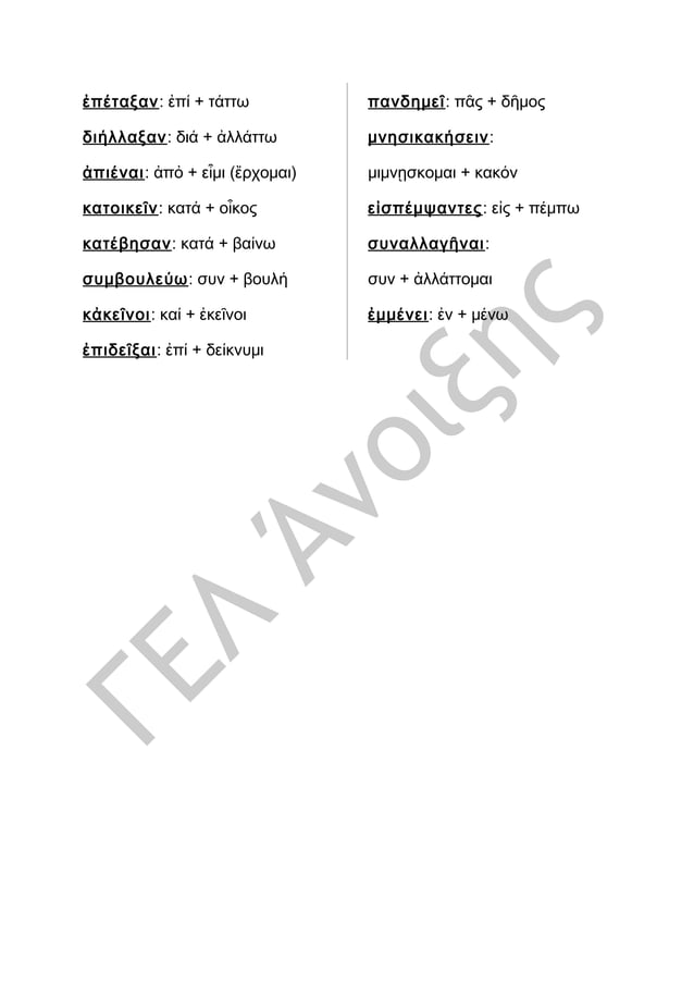 ΞΕΝΟΦΩΝΤΑ ΕΛΛΗΝΙΚΑ - ΕΤΥΜΟΛΟΓΙΑ ΣΥΝΘΕΤΩΝ | DOC