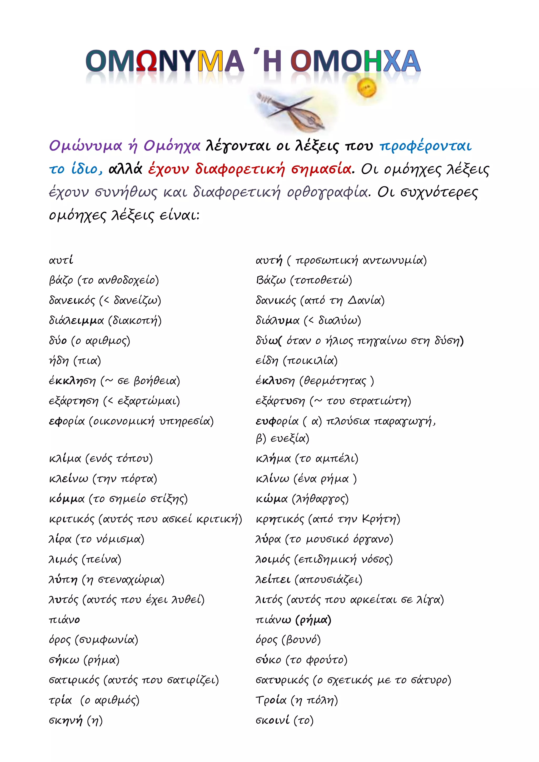 ομοηχες | DOCX